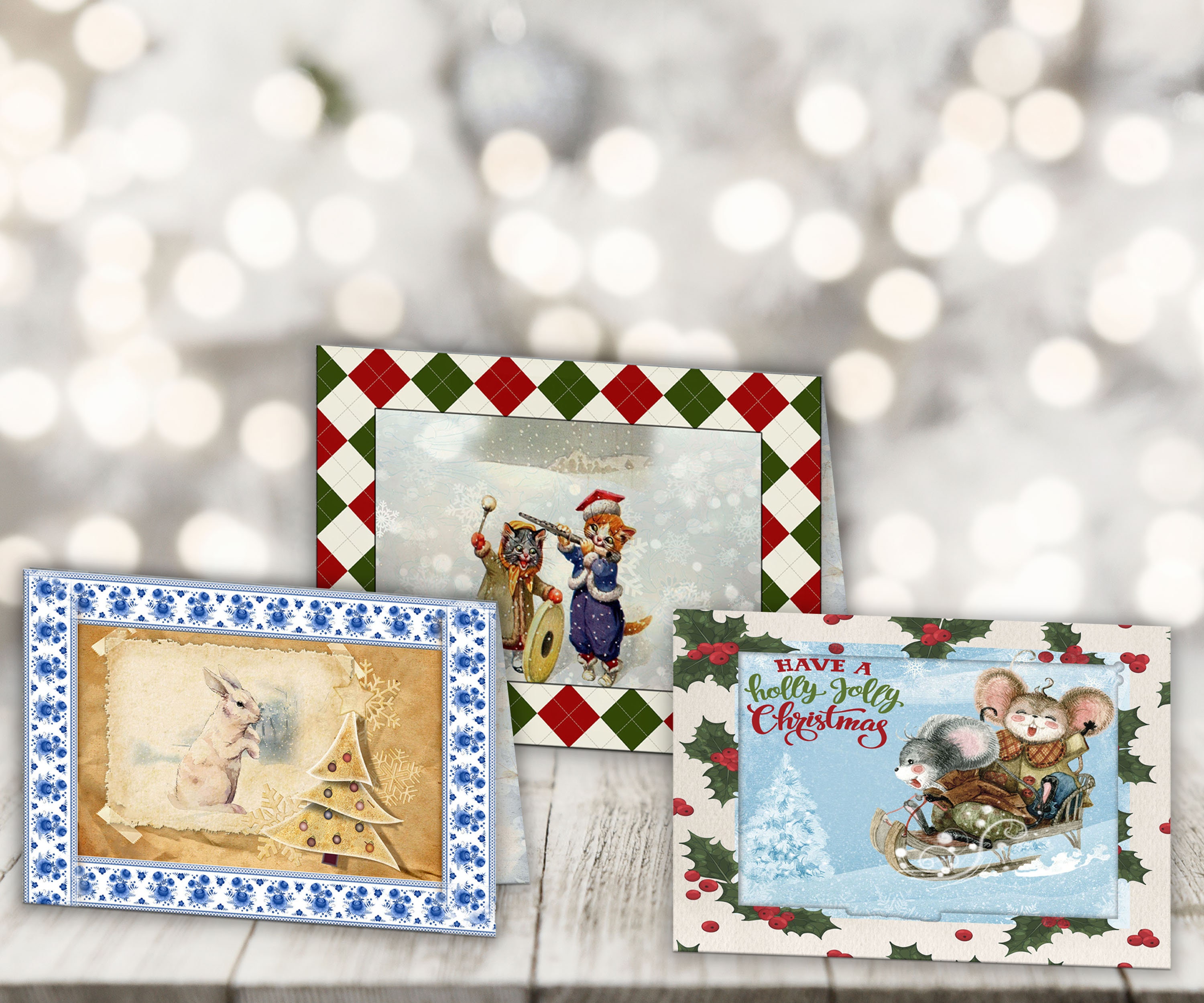 Printable Christmas Cards Pack Mix and Match let It | Etsy