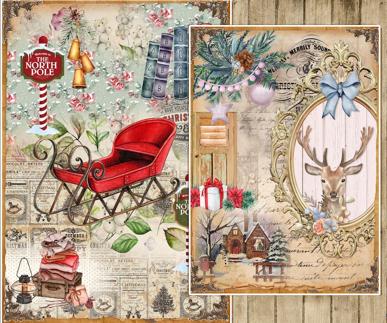 Junk Journal Christmas Scrapbook Paper 10 Digital Printable - Etsy UK