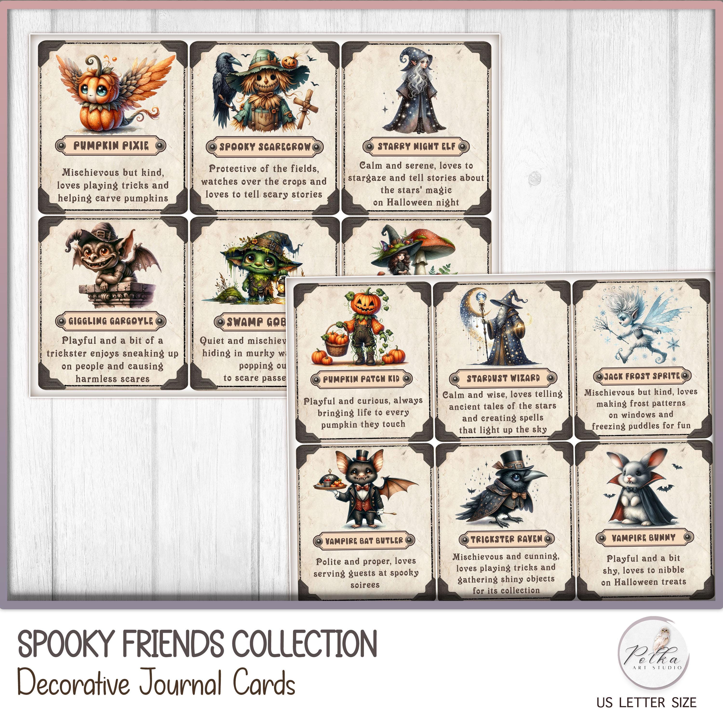 Halloween Spooky Friends Ephemera Cards: Printable Junk Journal Kit ...