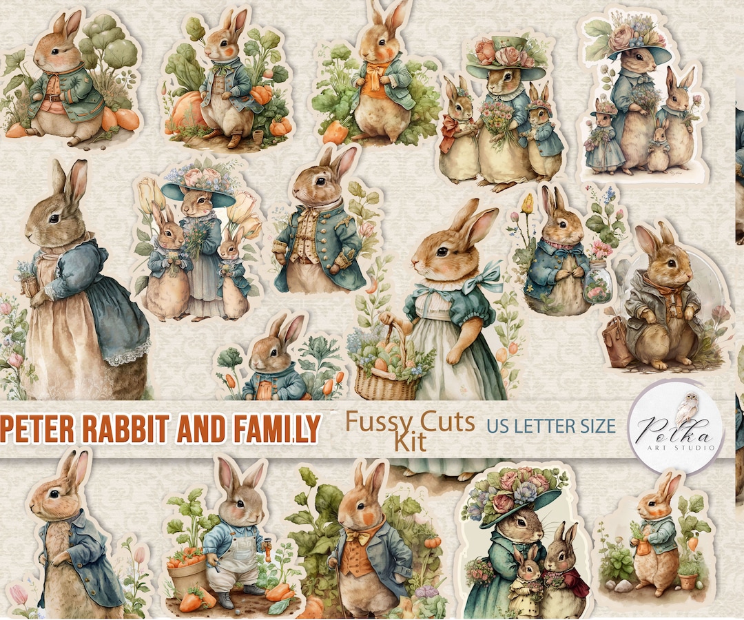 Junk Journal Easter Peter Rabbit Fussy Cuts Digi Kit,printable Easter ...