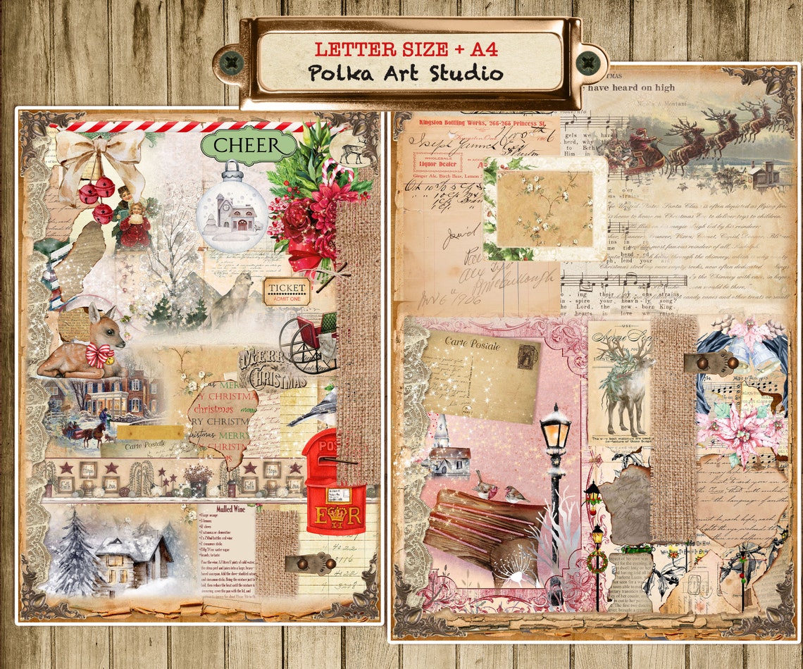 Junk Journal Christmas Scrapbook Paper 10 Digital Printable - Etsy UK