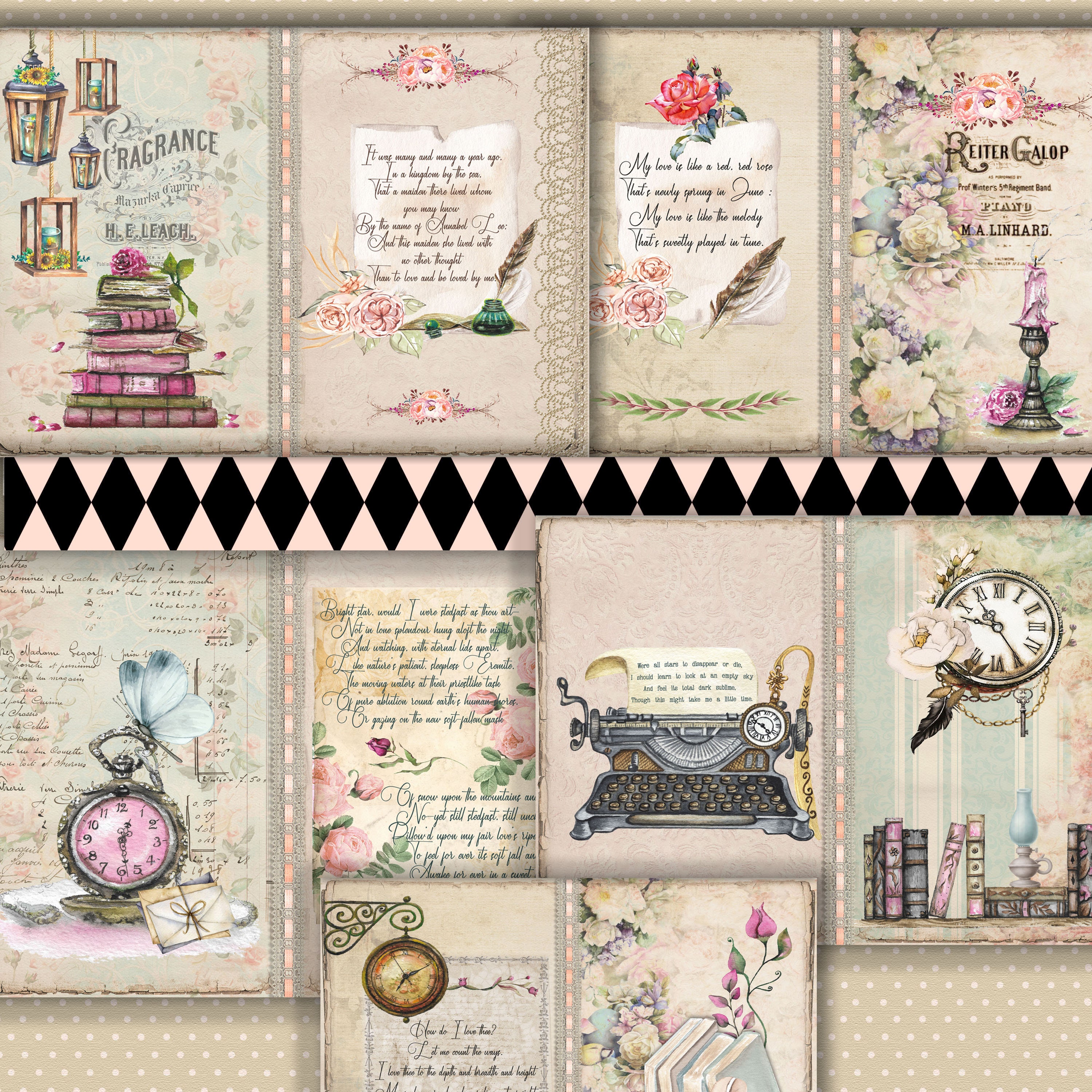 Junk Journal love Poems / Shabby Printable Papers - Etsy