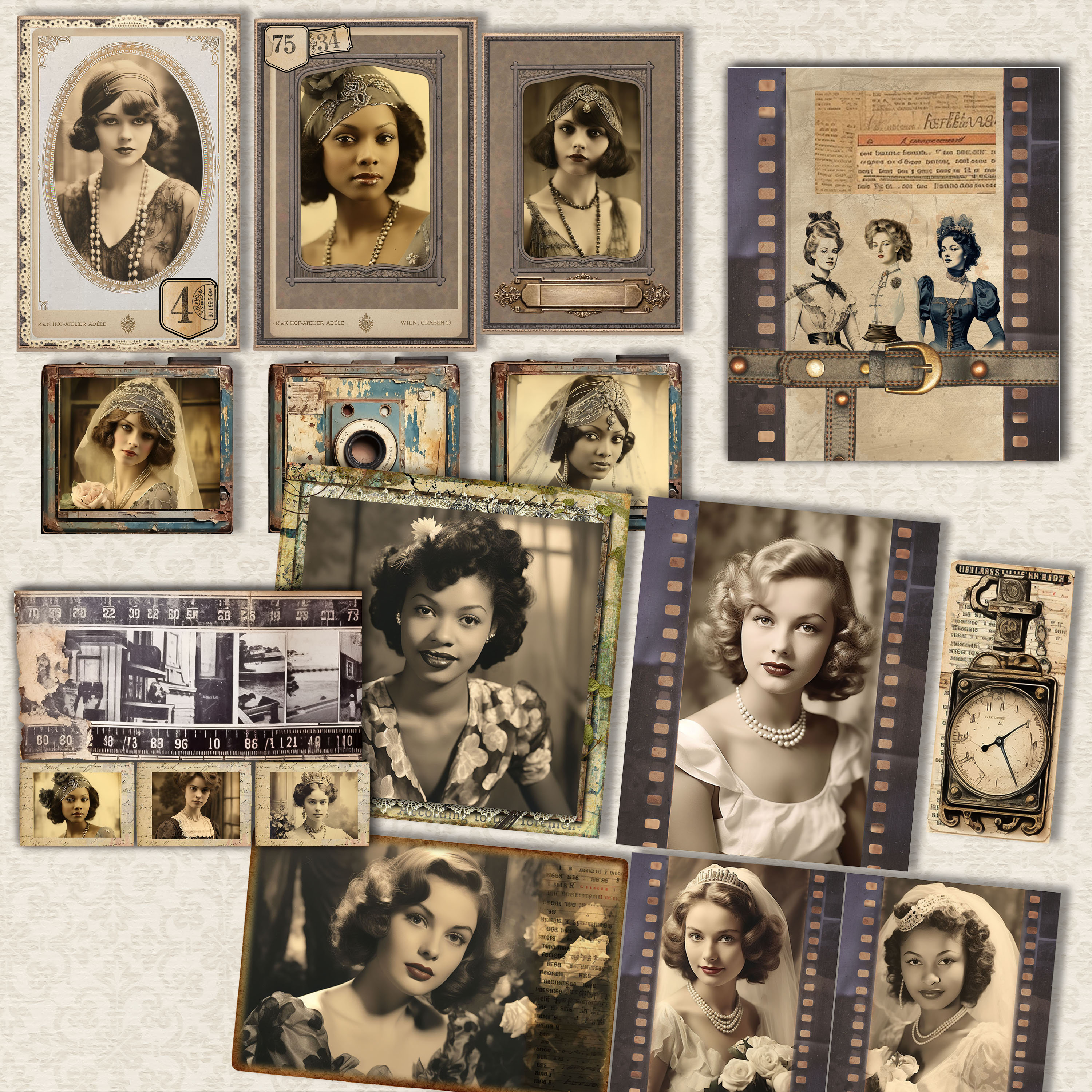 Vintage Portrait Ephemera: Sepia Photos for Junk Journals (digital ...
