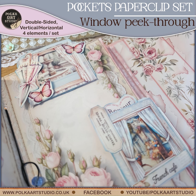 Shabby Chic French Café Paperclip Pockets: Junk Journal Ephemera ...