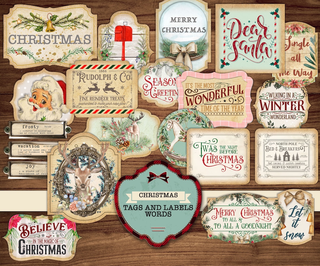 Vintage Christmas Labels and Tags: Printable Ephemera (digital Download ...