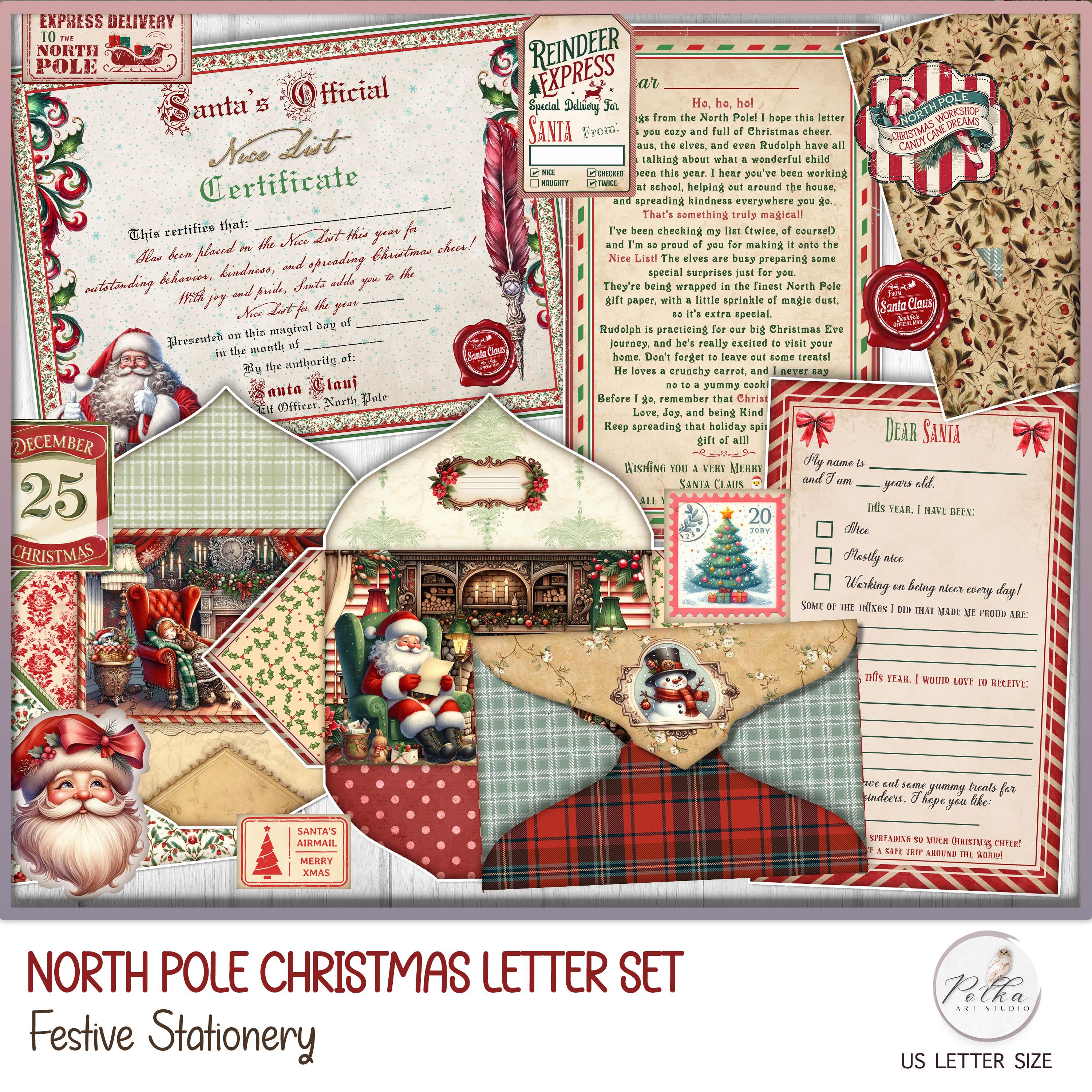 Santa's Christmas Stationery Kit: Letters, Envelopes, Nice List ...