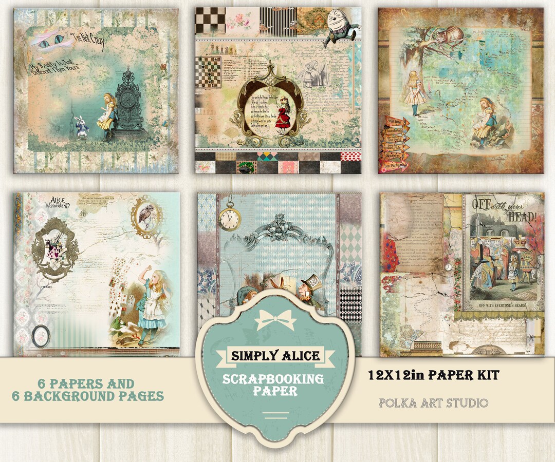 Alice in Wonderland Scrapbook Paper: Vintage 12x12 Decorative Pages ...