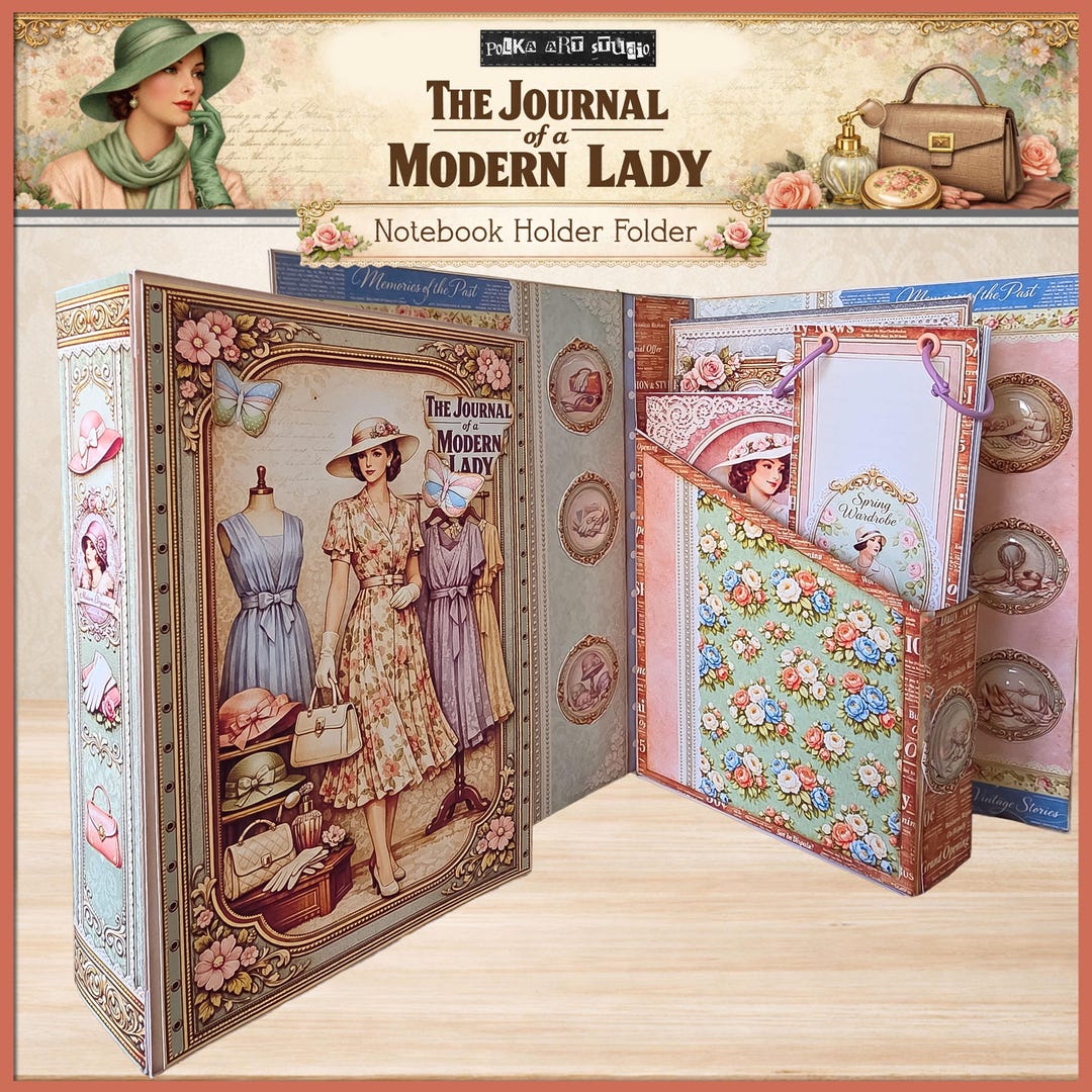 Modern Lady Vintage Fashion Notebook Holder Folder Kit – 1930s Shabby ...