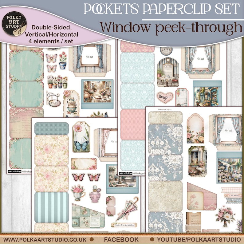 Shabby Chic French Café Paperclip Pockets: Junk Journal Ephemera ...