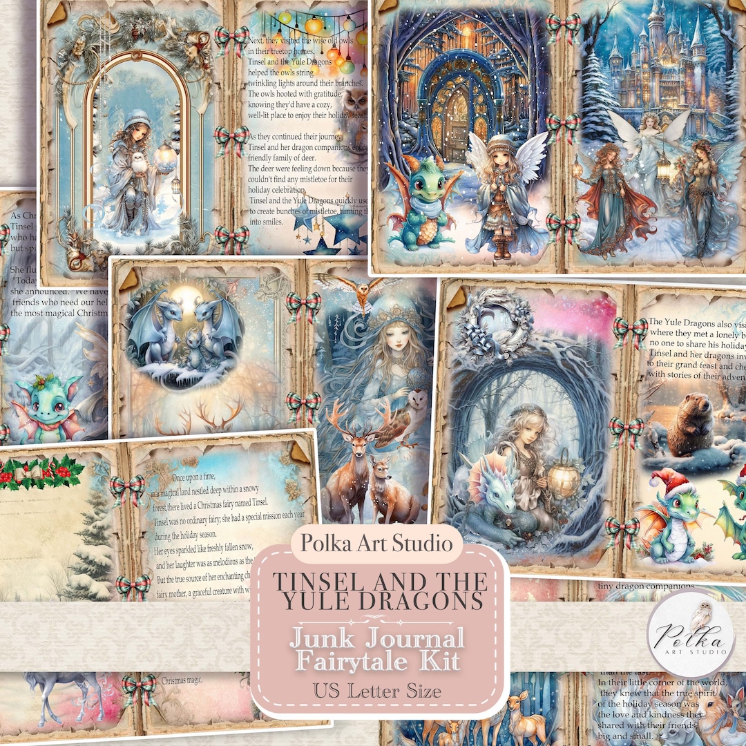 Digital Junk Journal Kit, Winter Fairytale Fairies & Dragons, Complete ...