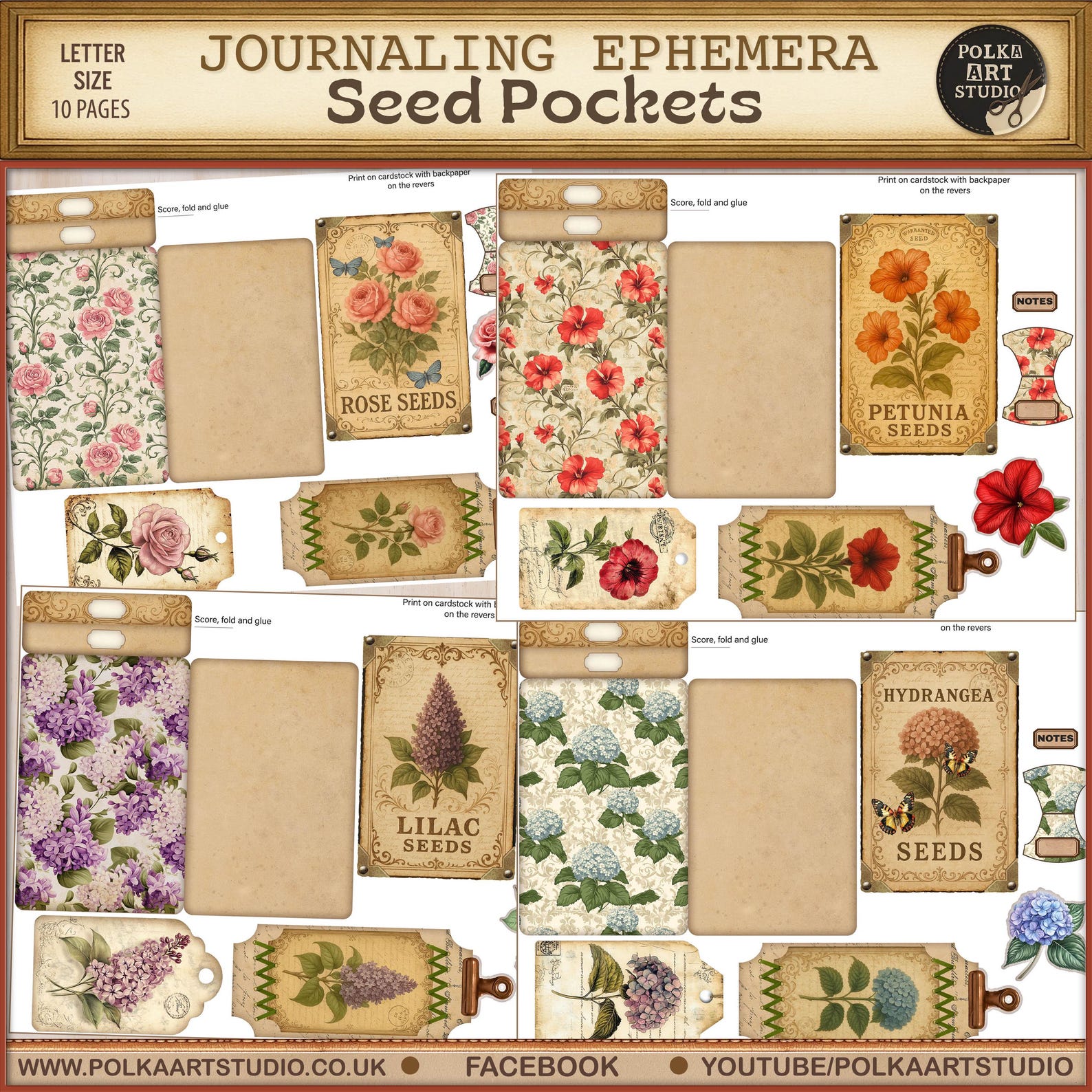 Vintage Seed Pocket Printables: Junk Journal Ephemera Kit (digital ...