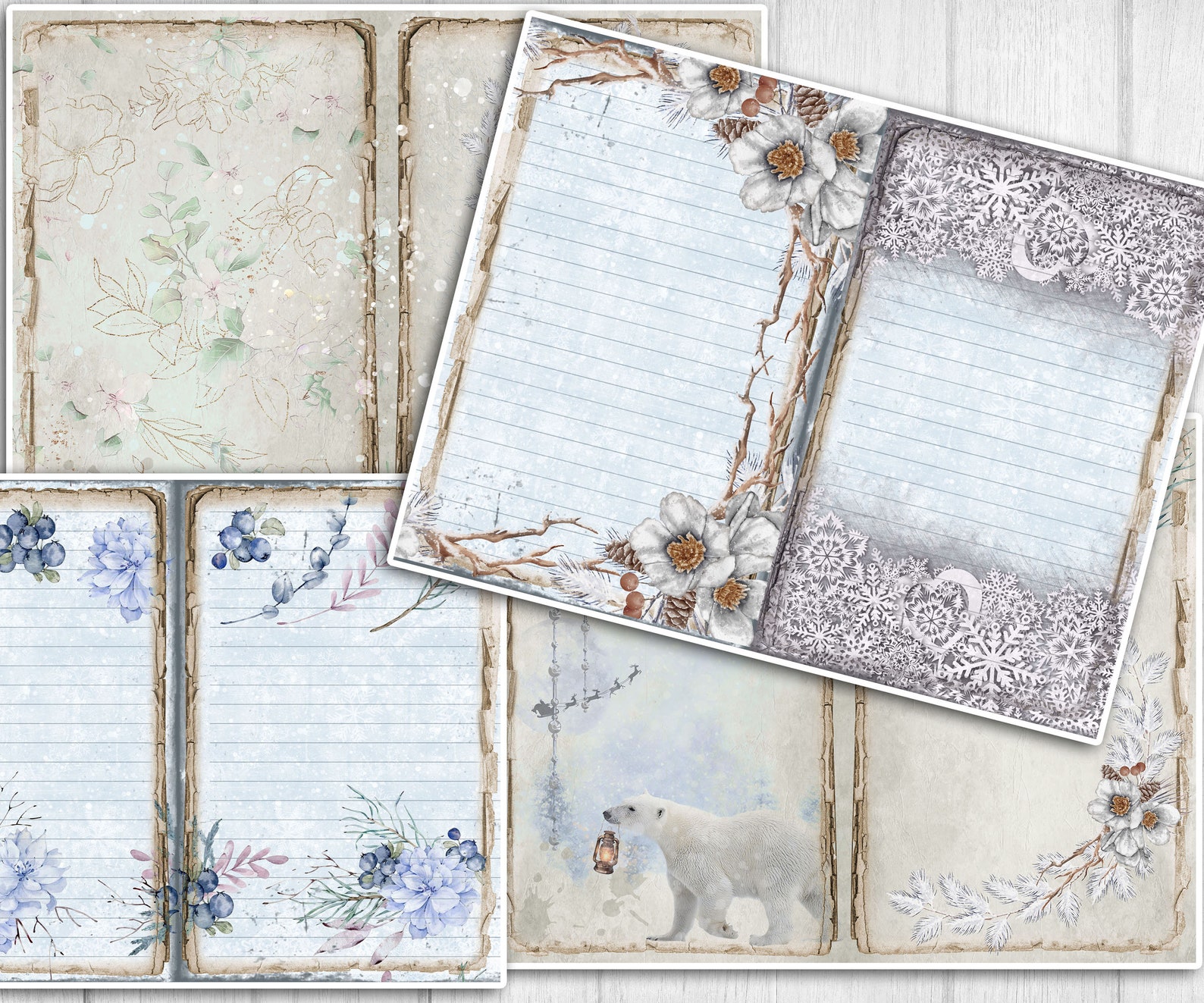 Winter Junk Journal Kit: Frosty Decorative Pages (digital Download) - Etsy