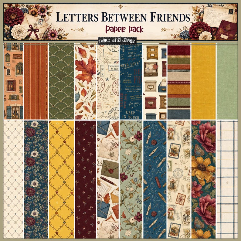Letters Between Friends Decorative Paper Pack, 40 Printable Vintage ...