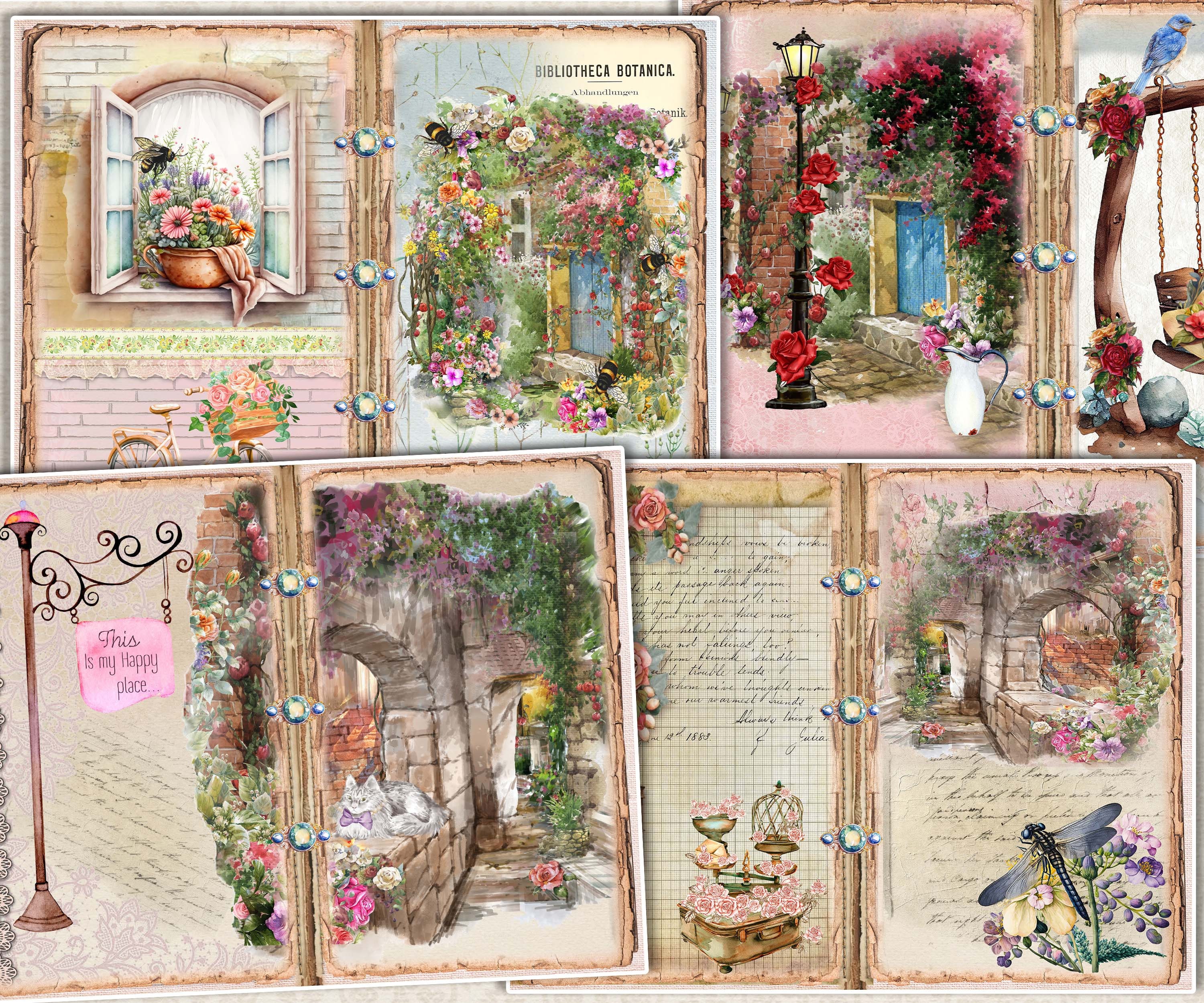 Junk Journal Decorative Floral Papers my Happy - Etsy UK