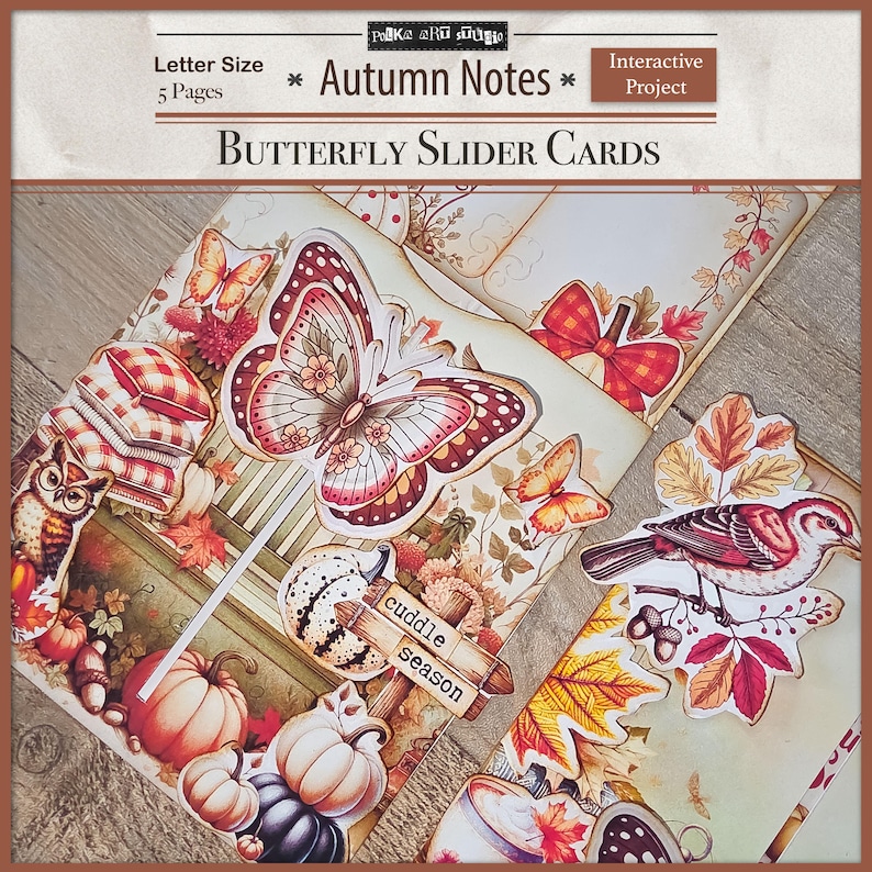 Vintage Fall Ephemera Junk Journal Kit | Interactive Slider Card ...