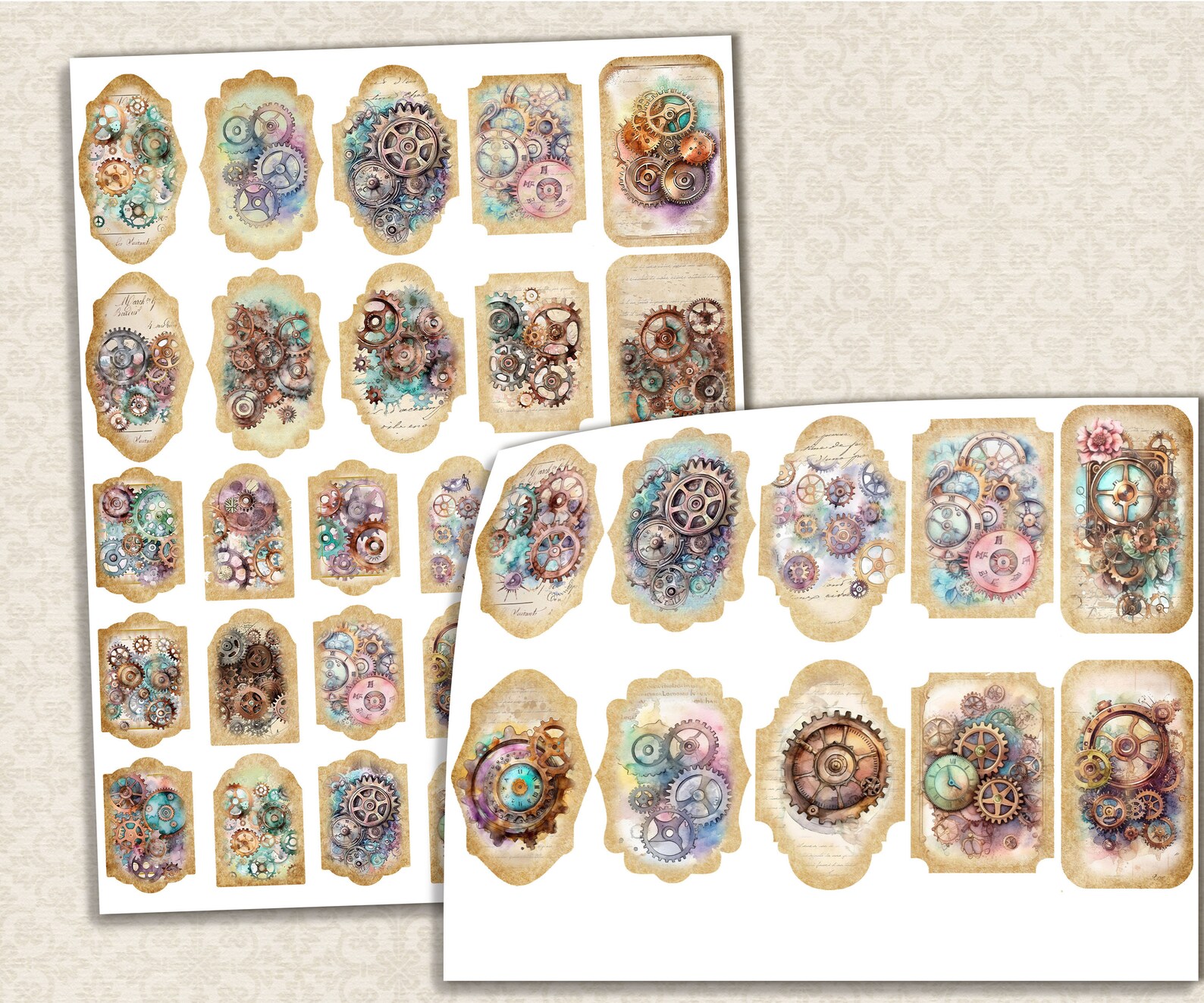 Steampunk Cogs & Gears Labels: Printable Junk Journal Kit (digital ...