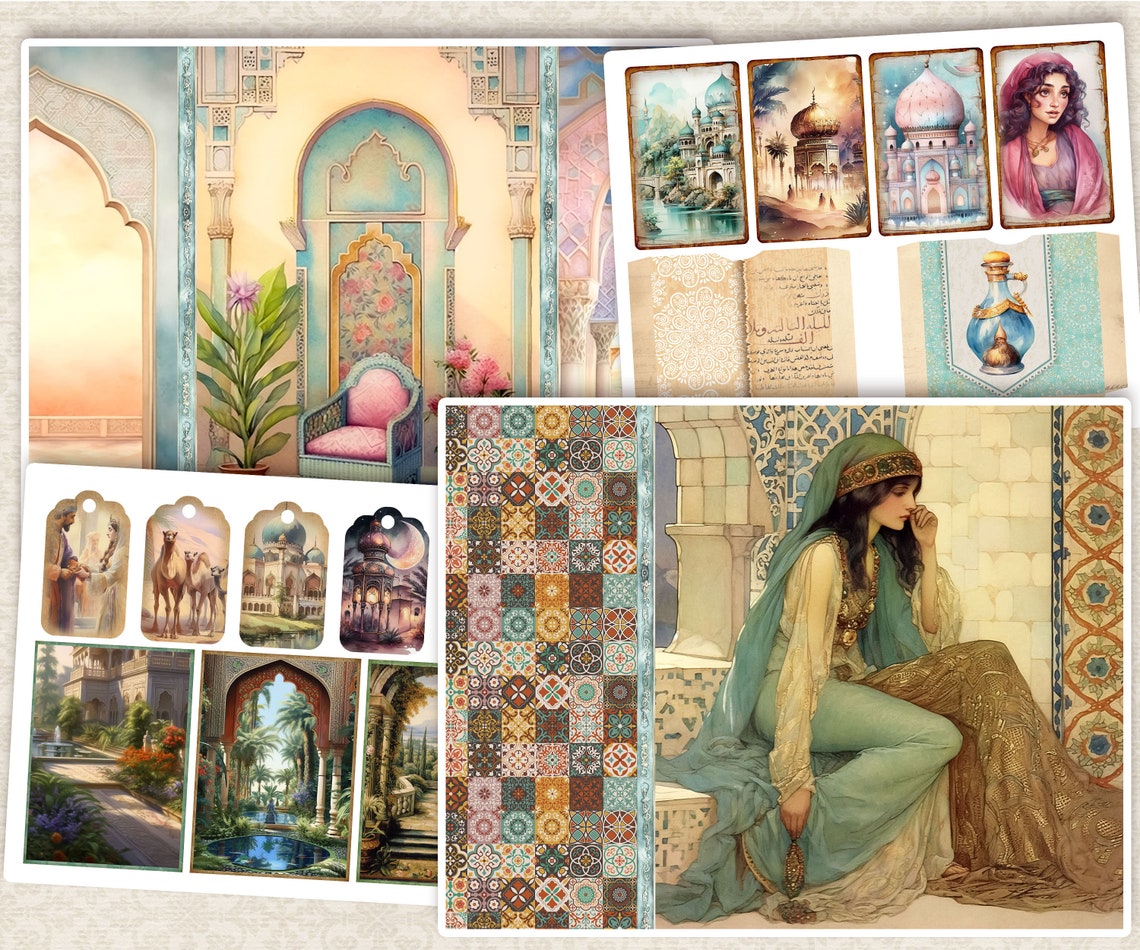 Arabian Nights Junk Journal Kit: Aladdin Oriental Fantasy (digital ...