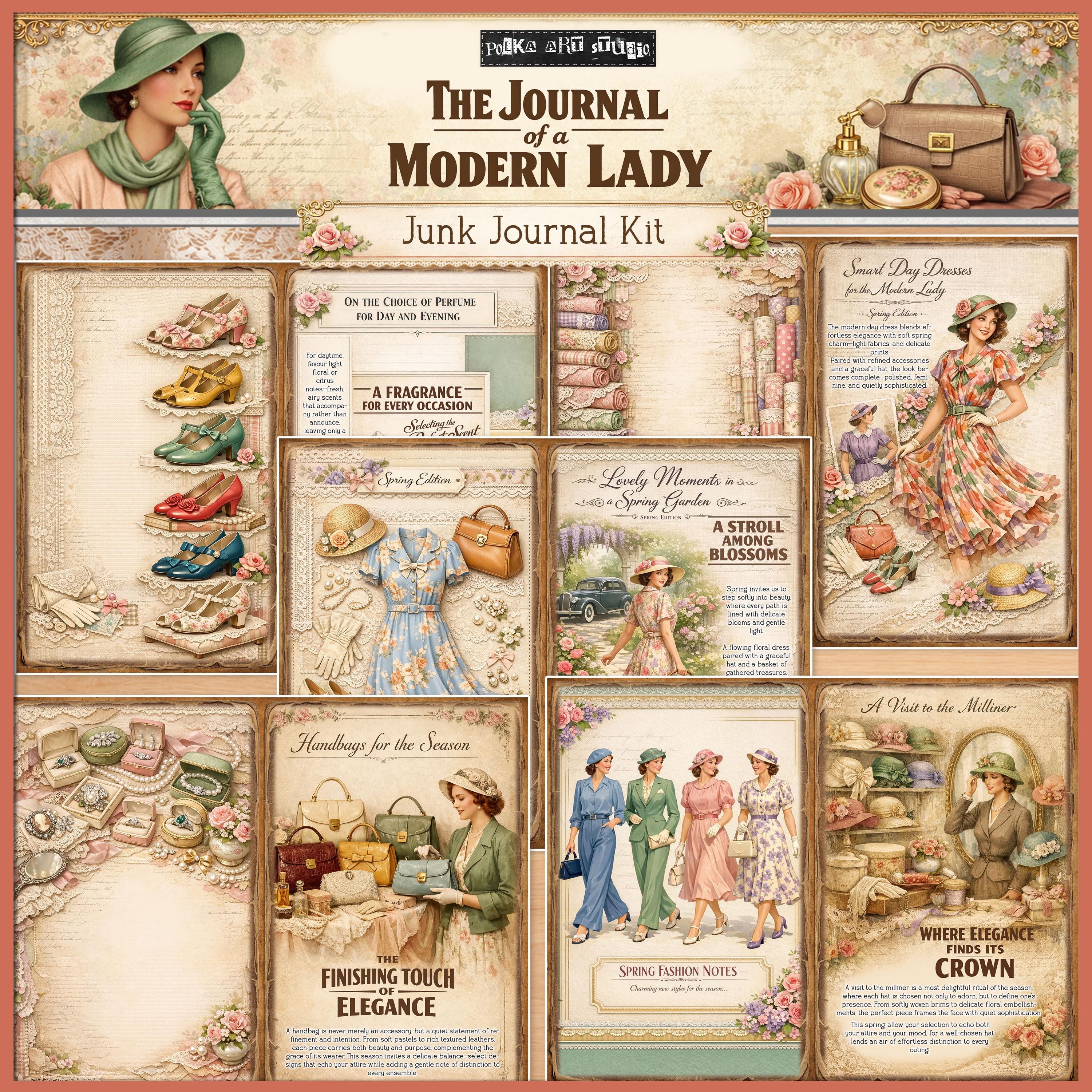 Modern Lady Journal Pages – 1930s Fashion Junk Journal Kit, Vintage ...