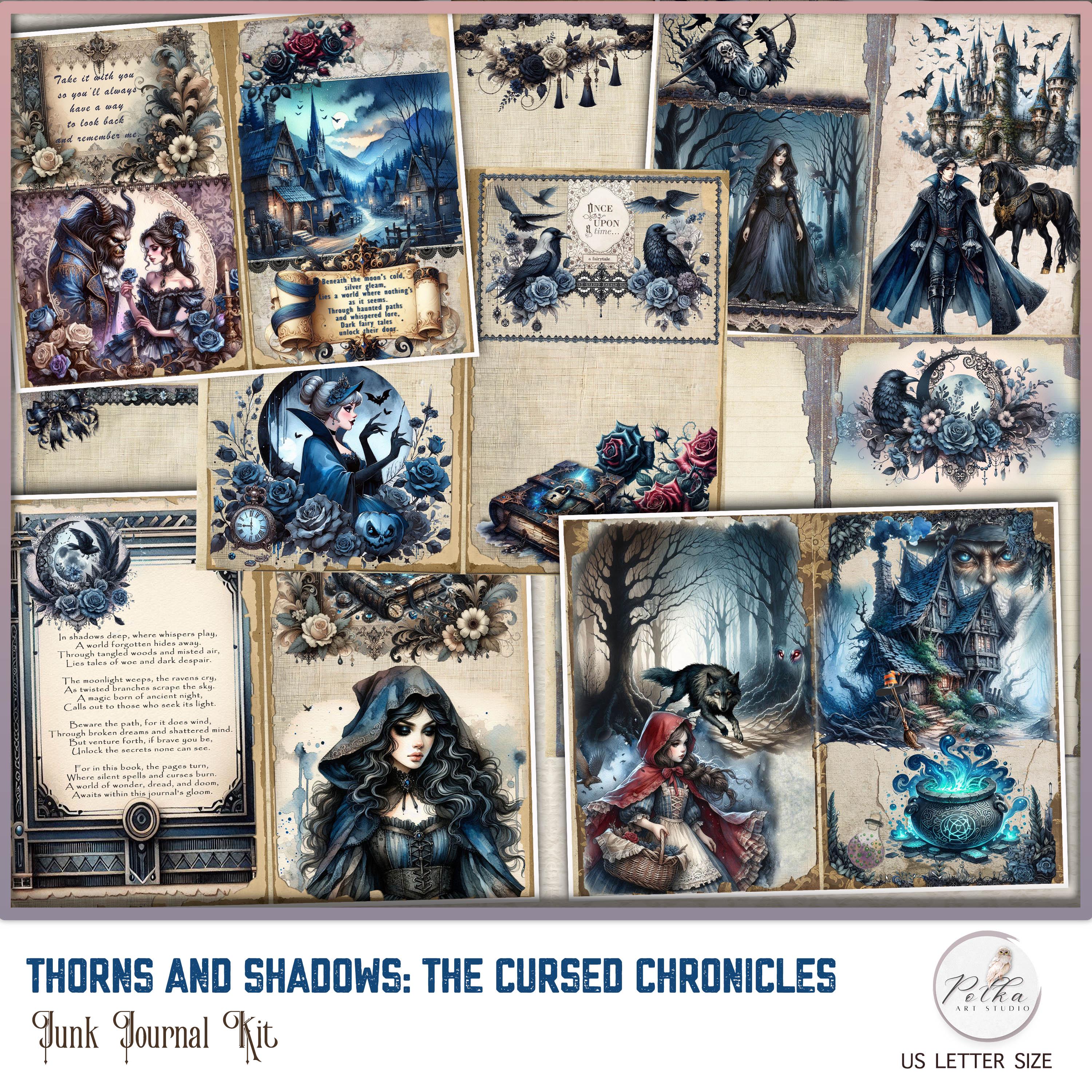 Dark Fairytale Junk Journal Kit: Cursed Goth Collage Papers (digital ...