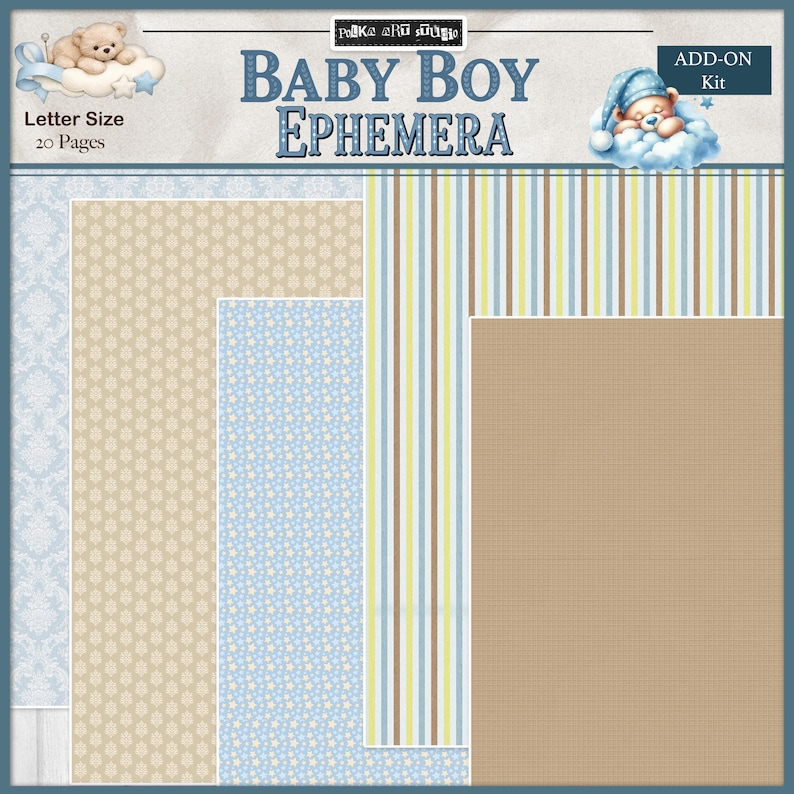 Baby Boy Ephemera Junk Journal Kit, Nursery Scrapbook Clipart, Vintage ...