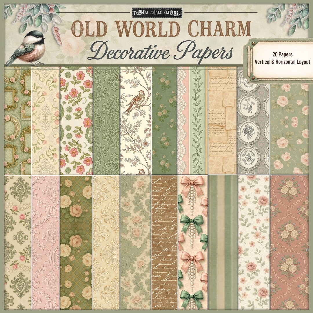 Digital Junk Journal Decorative Papers – Shabby Chic Vintage Digital ...