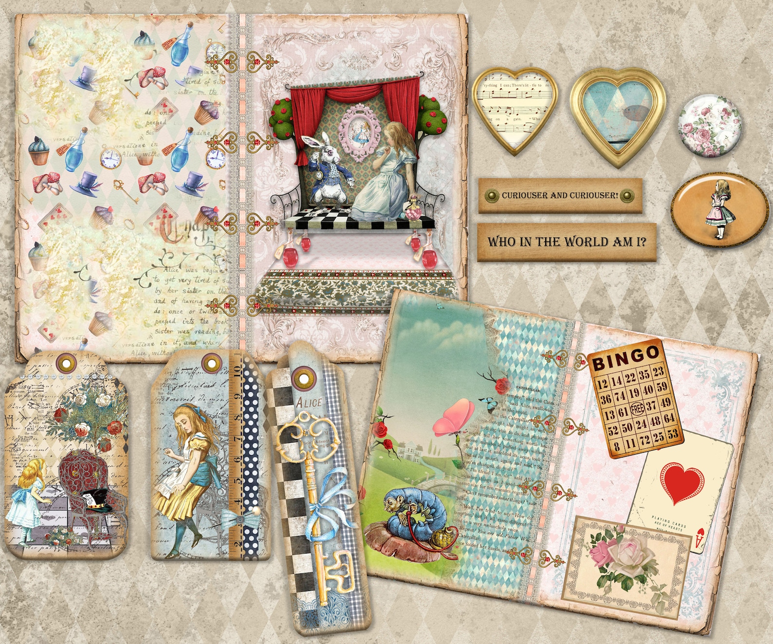 Junk Journal simply Alice Journaling Kit / - Etsy