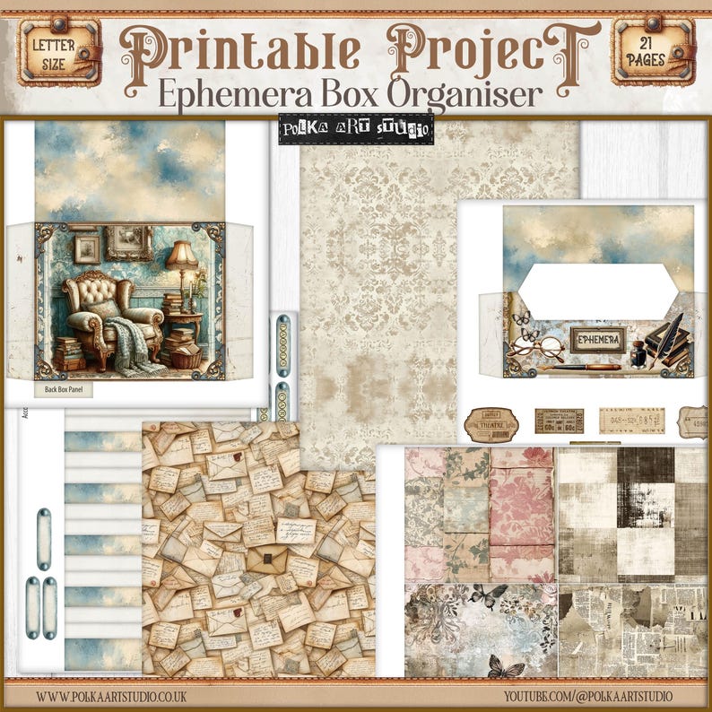 Vintage Ephemera Organizer Box: Printable Junk Journal Kit (digital ...
