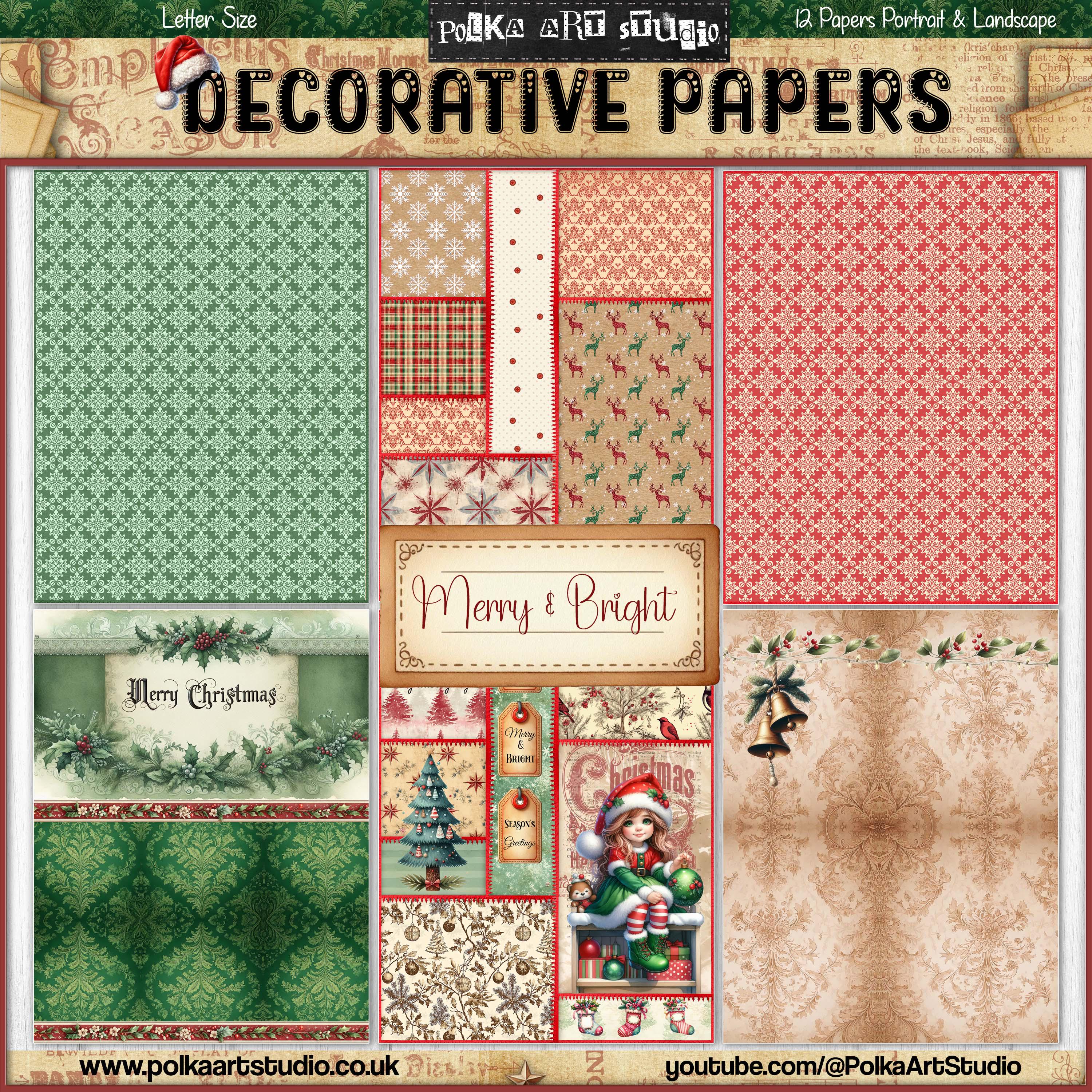 Christmas Decorative Paper: Festive Scrapbook Prints (digital Download ...