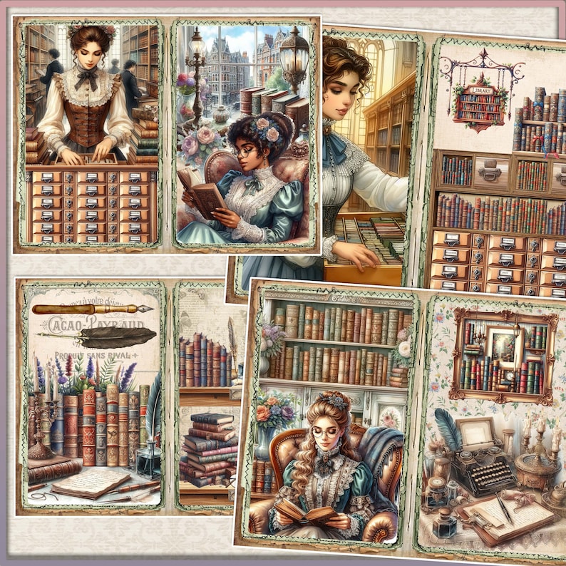 Victorian Library Junk Journal Kit: Vintage Ephemera (digital Download ...