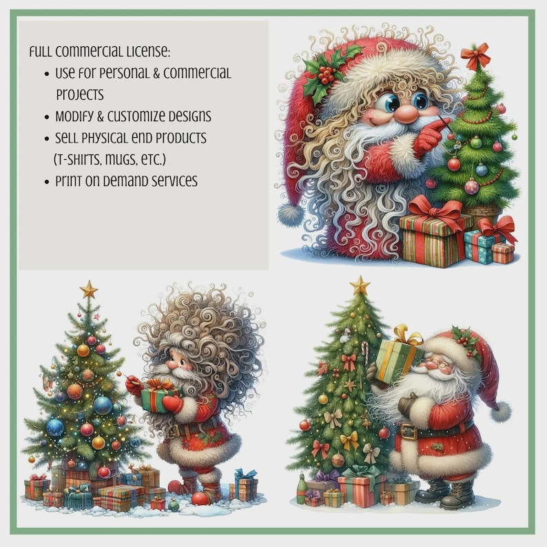 Digital Winter Clipart, Christmas Whimsical Santa, Illustrations for ...
