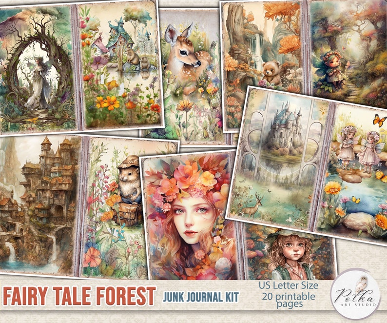 Fairy Tale Forest Junk Journal Digi Kit: Vintage Paper (digital ...