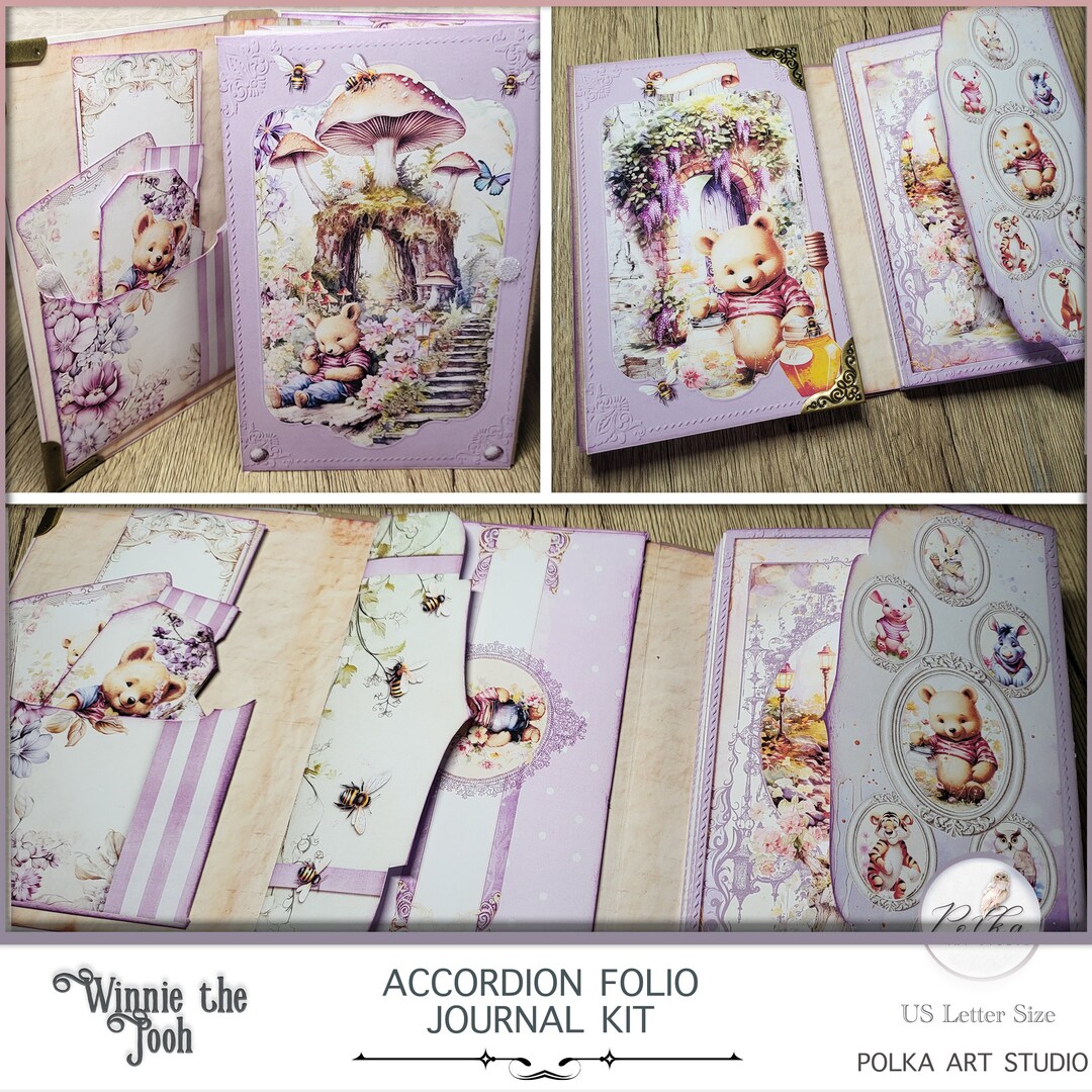 Winnie the Pooh Accordion Folio Journal: Vintage Papercraft (digital ...
