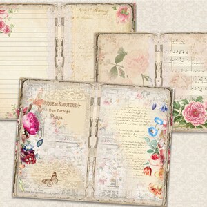 Junk Journal Kit Floral Pages Printable Digital Download, Roses ...