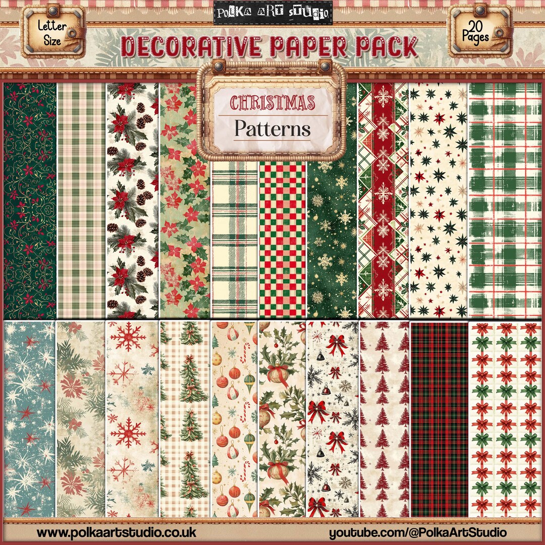 Rustic Christmas Paper Pack: Vintage Scrapbook Journal Printables ...