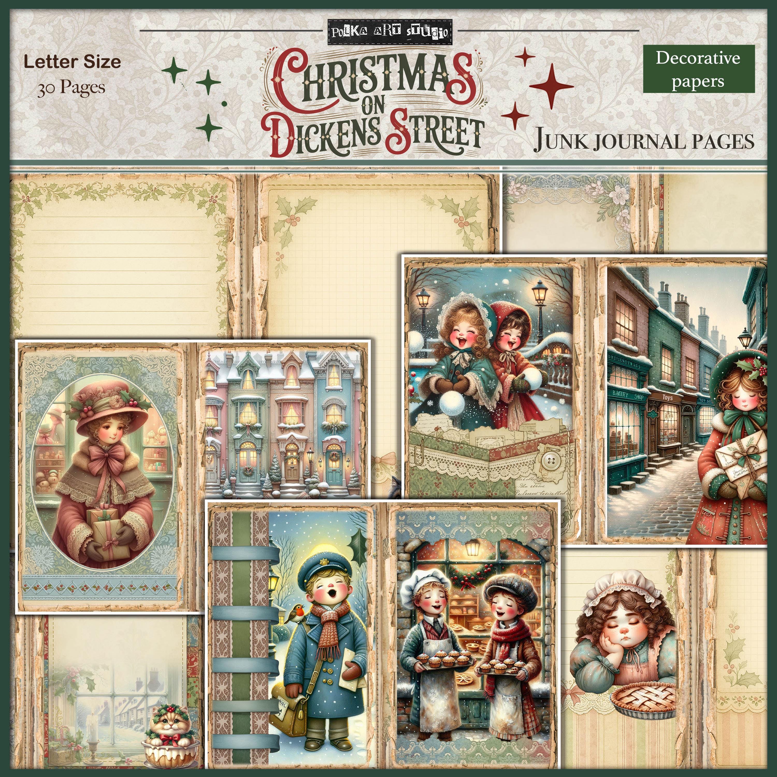 Digital Christmas Junk Journal Kit Christmas on Dickens Street, Vintage ...