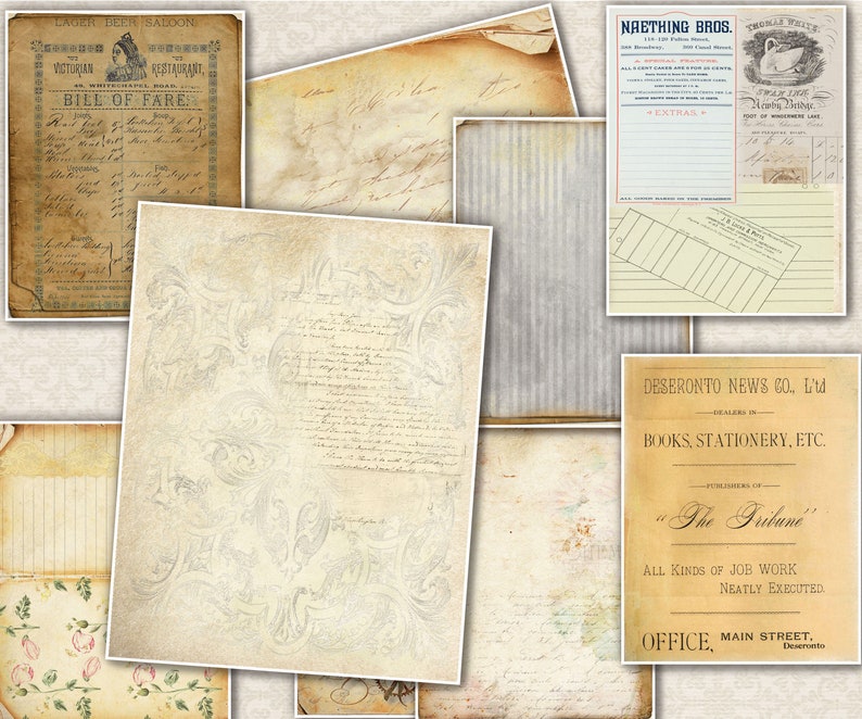 Vintage Neutral Paper Pack: 100+ Distressed Printable Pages (digital ...