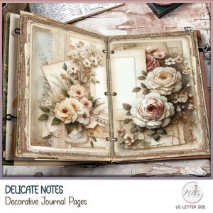 Digital Junk Journal Decorative Papers, Ivory Neutral Pages ...