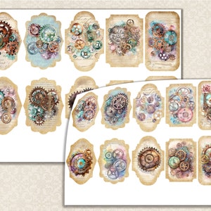 Steampunk Cogs & Gears Labels: Printable Junk Journal Kit (digital ...