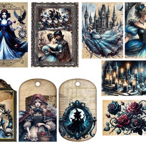 Junk Journal Kit Dark Fairytale Cursed Goth - Vintage Collage Papers ...