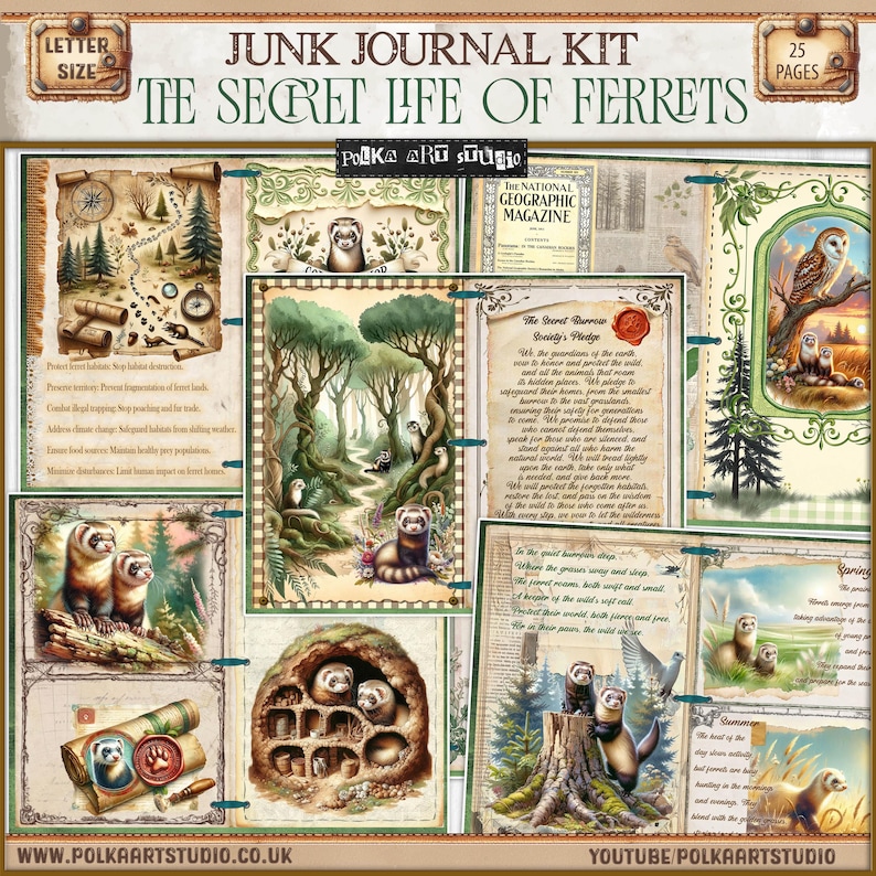 Ferret Adventure Junk Journal Kit: Vintage Ephemera (digital Download ...