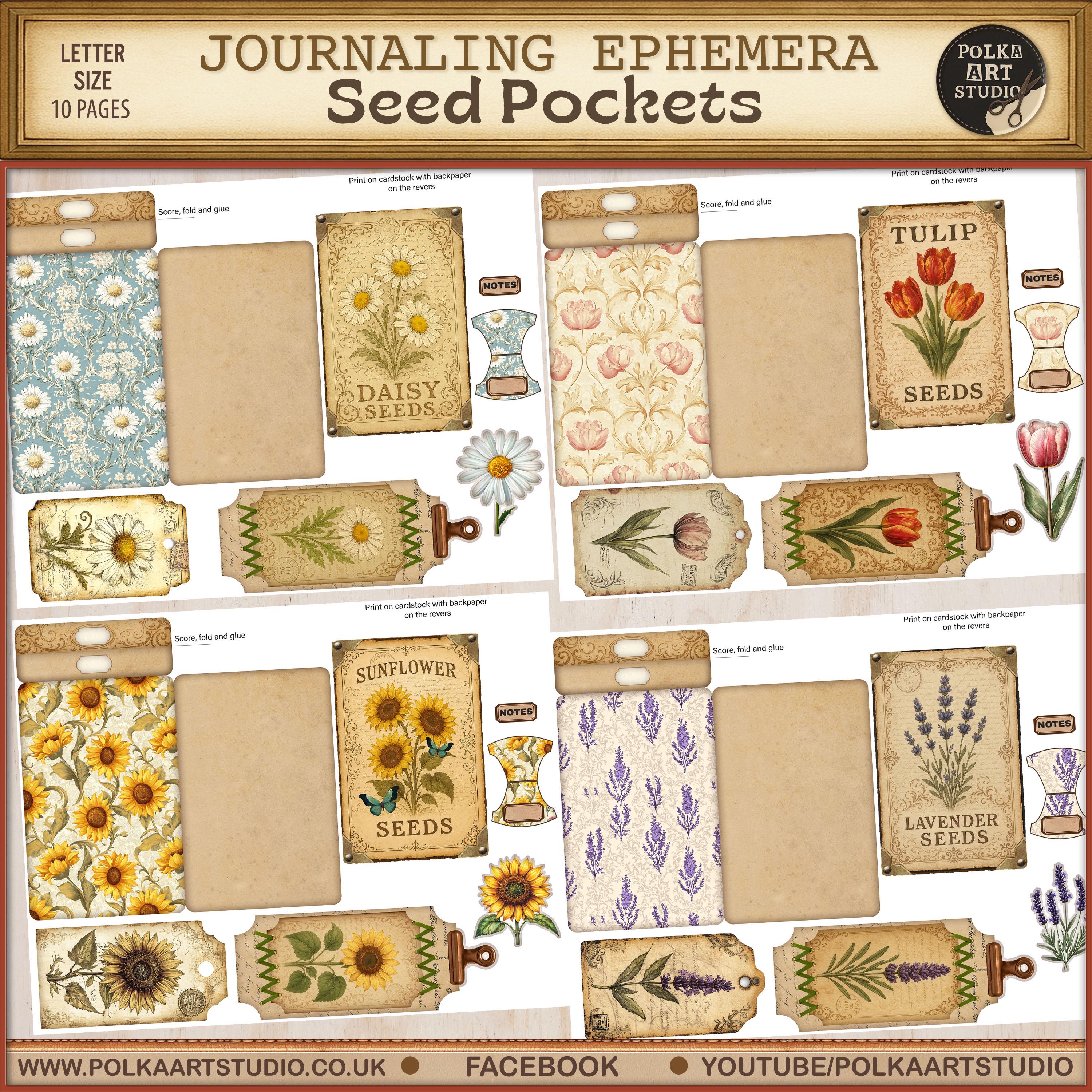 Vintage Seed Pocket Printables: Junk Journal Ephemera Kit (digital ...