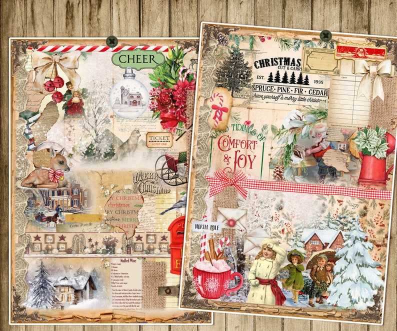 Junk Journal Christmas Scrapbook Paper 10 Digital Printable - Etsy UK