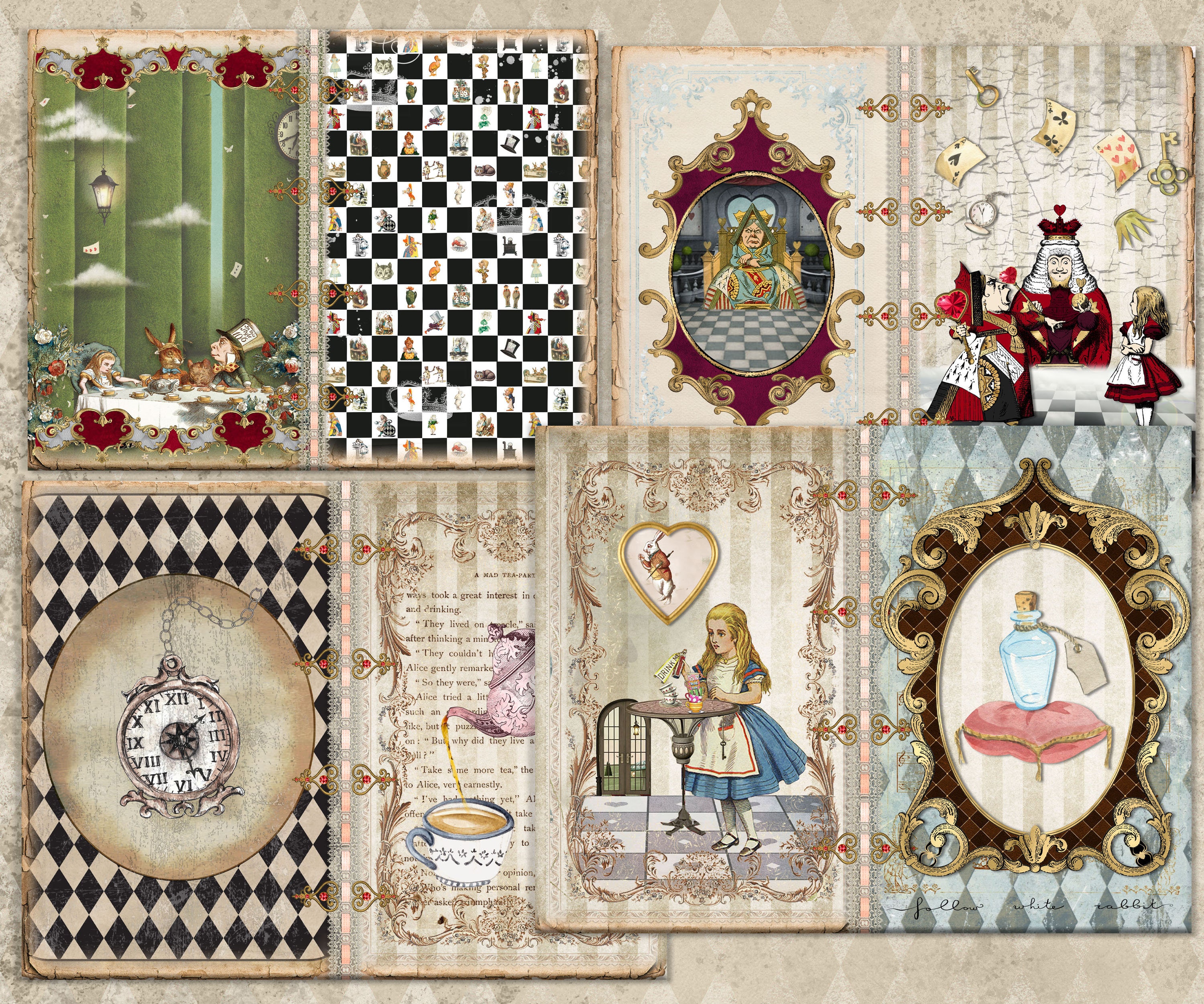 Simply Alice Junk Journal Kit: Wonderland Scrapbooking (digital ...