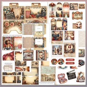 Digital Junk Journal Kit, Retro Vintage Cinema, Hollywood Journal ...