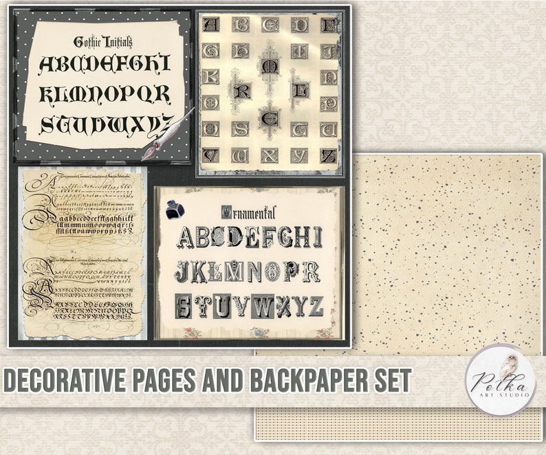 Vintage Calligraphy Scrapbook Paper: Printable Collage Sheets (digital ...