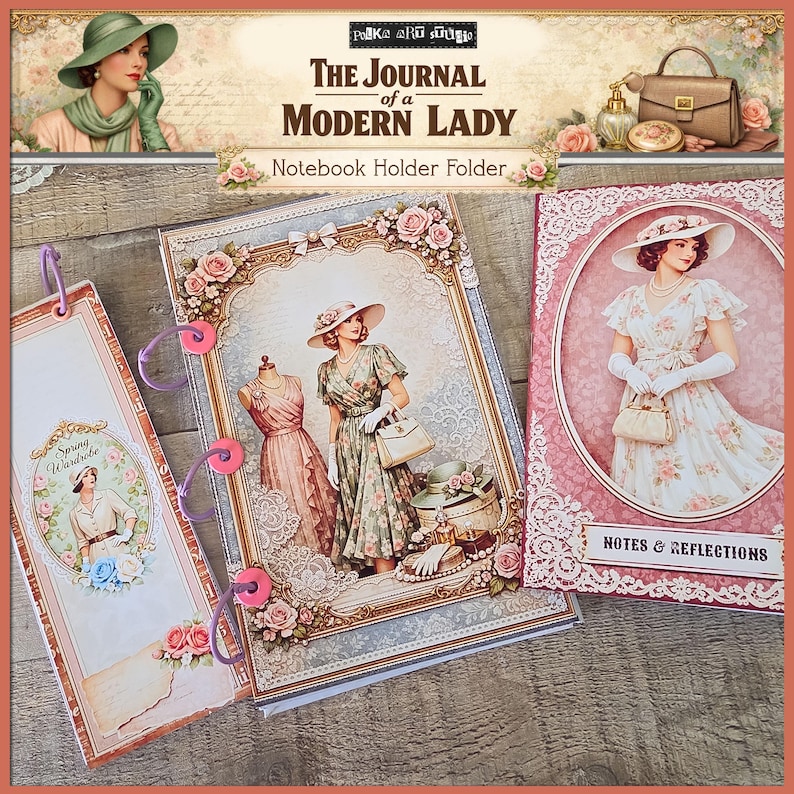 Modern Lady Vintage Fashion Notebook Holder Folder Kit – 1930s Shabby ...