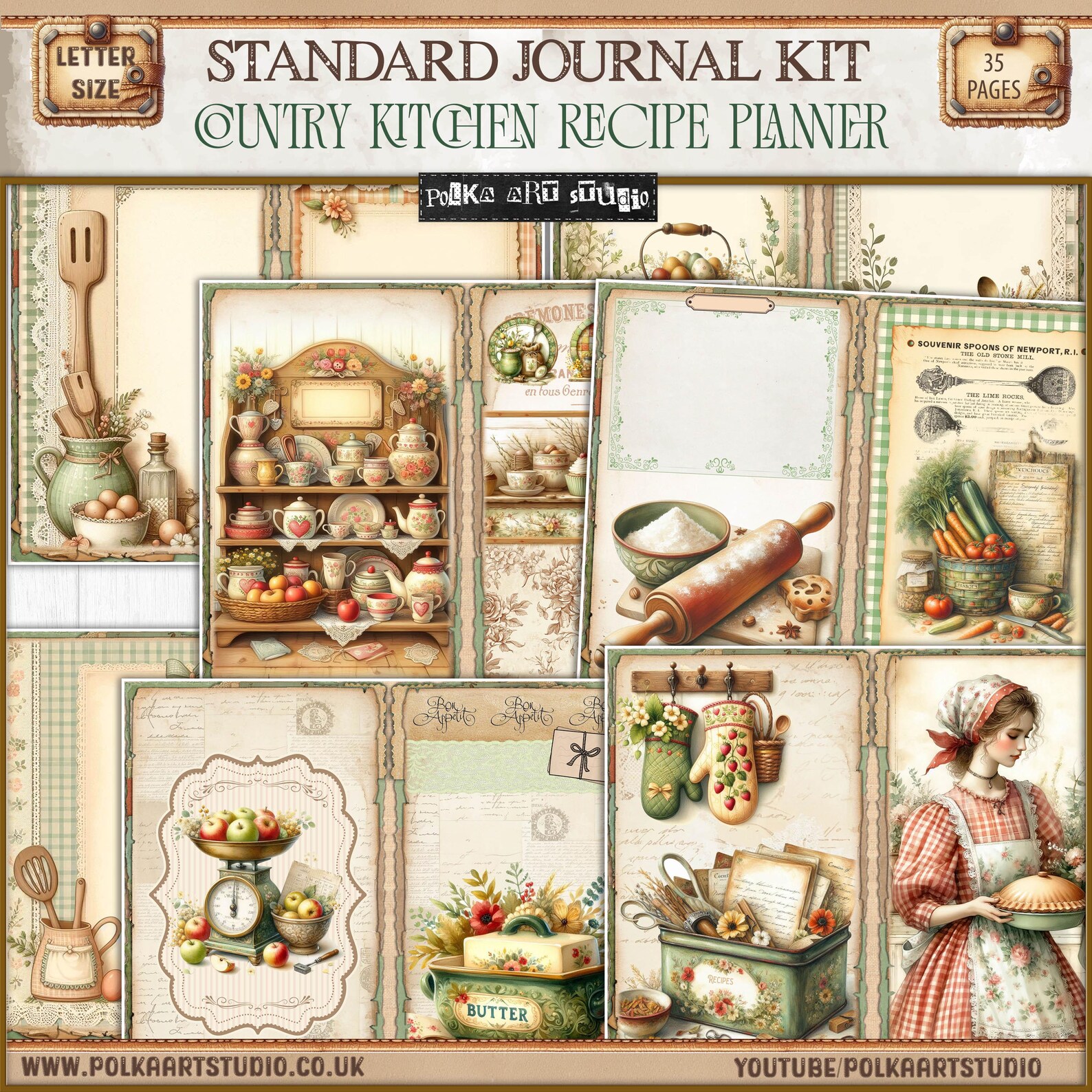 Rustic Farmhouse Kitchen Recipe Journal Kit (digital Download) - Etsy