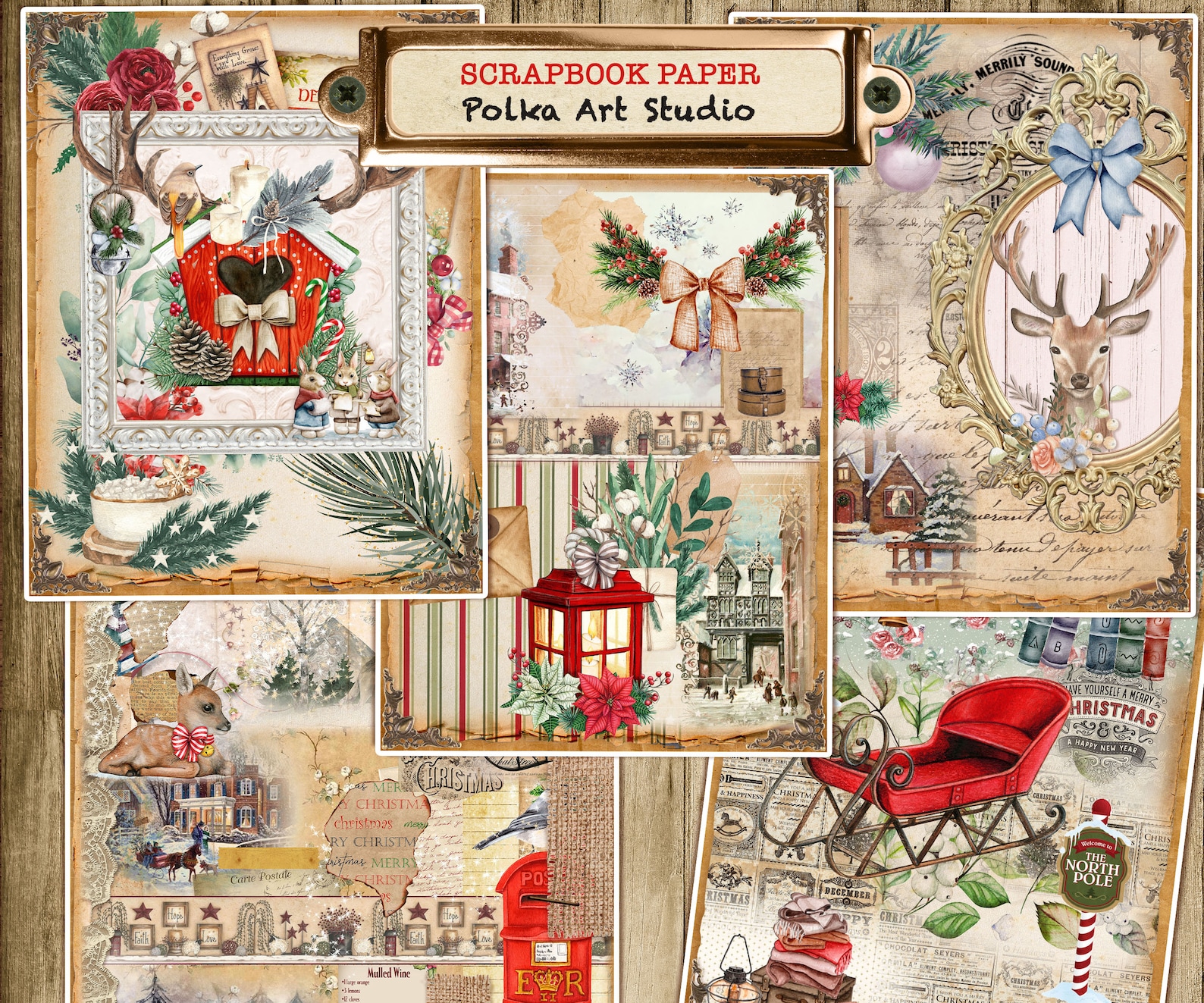 Junk Journal Christmas Scrapbook Paper 10 Digital Printable - Etsy UK