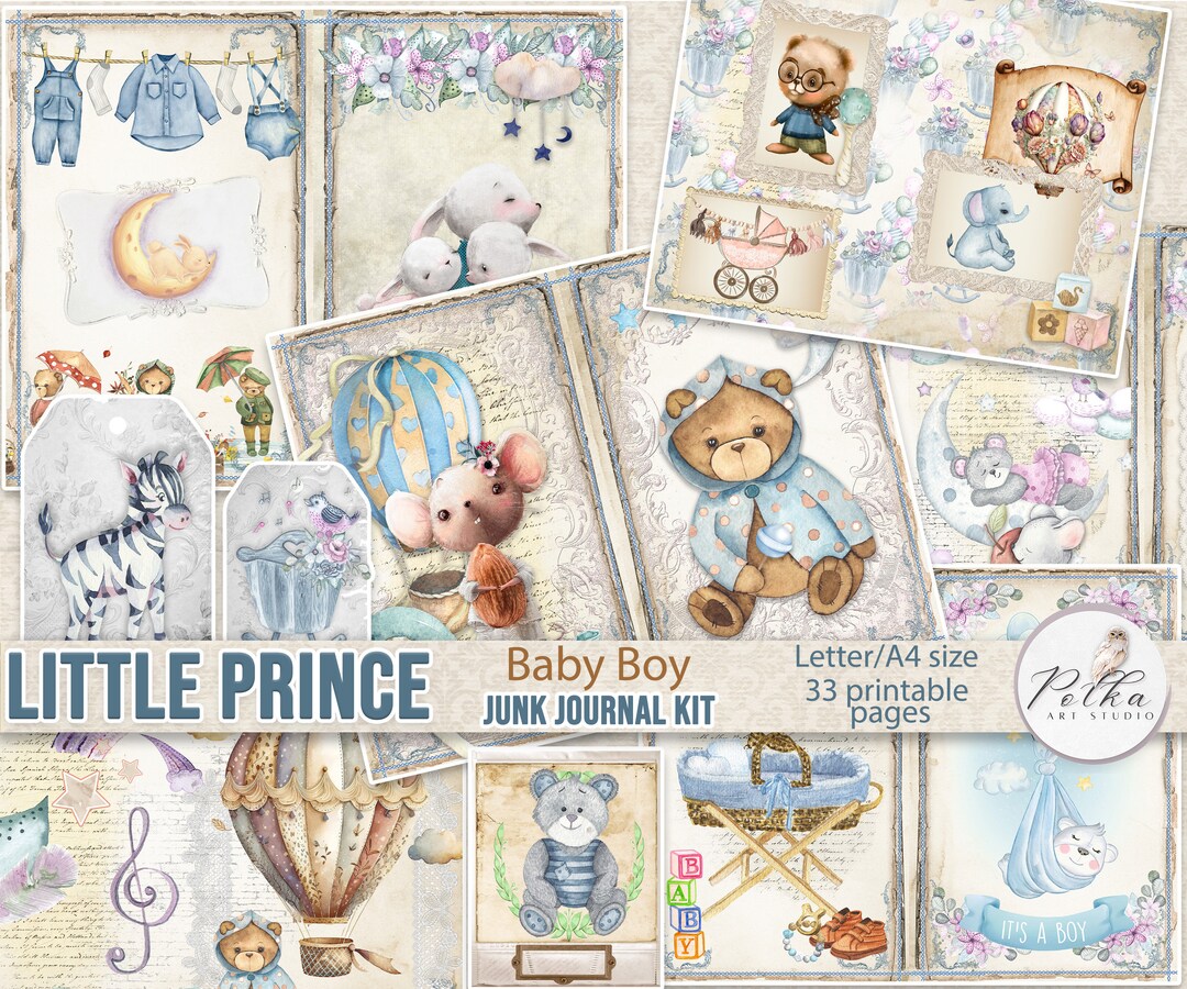 Baby Boy Junk Journal Kit: Little Prince Theme (digital Download) - Etsy
