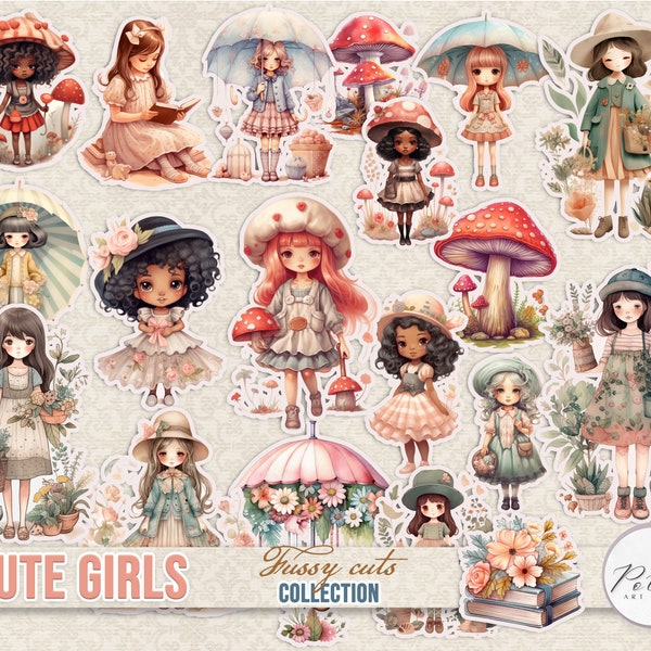Cute Girl Stickers - Etsy